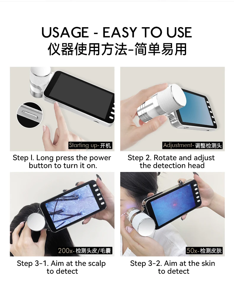 MEIBOYI Portable Hair Follicles Detector - Scalp Analysis