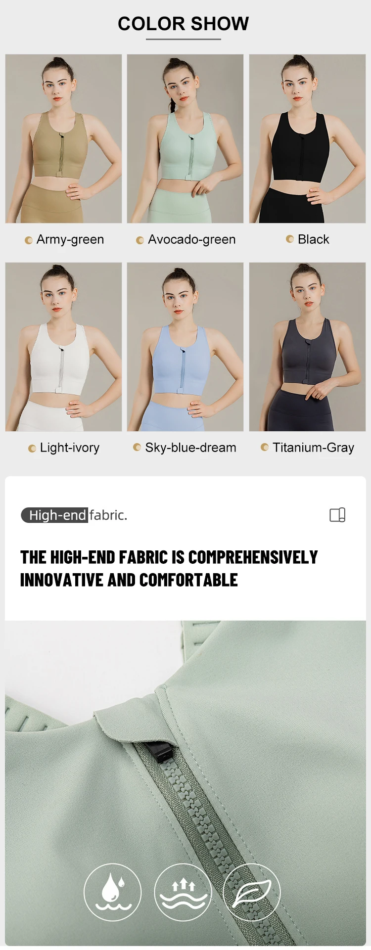 S-5xl Plus Size High Impact Front Zipper Sports Bra Fixed Padded ...