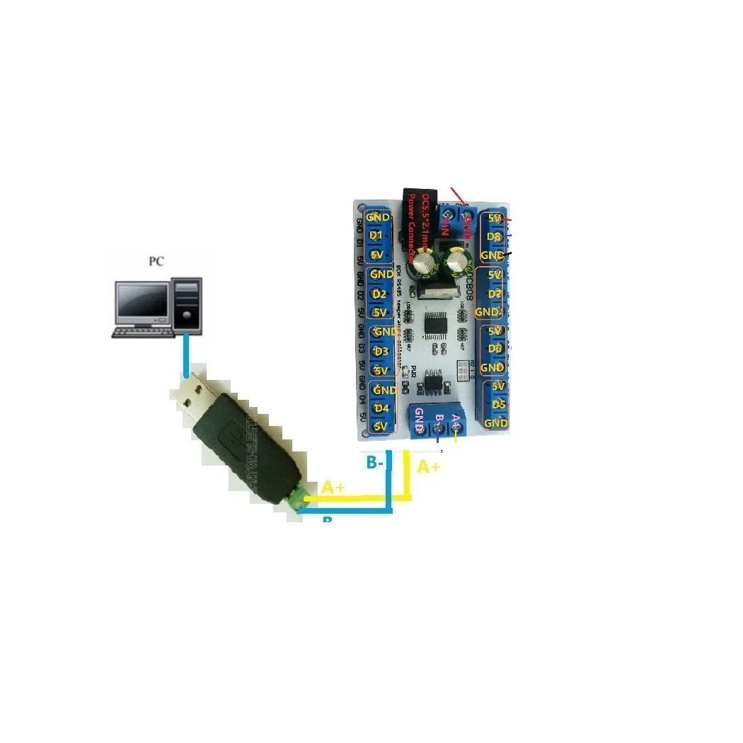 R4dcb08 Eletechsup 8channels Ds18b20 Rs485 Modbus Rtu Temperature Control Sensor Remote Digital ...