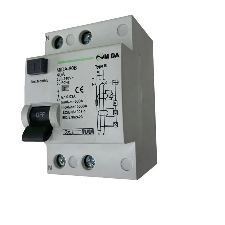 Type B RCCB 63A 80A 100A 2P 4P 30ma DC 6ma B Type RCD for EV Wallbox