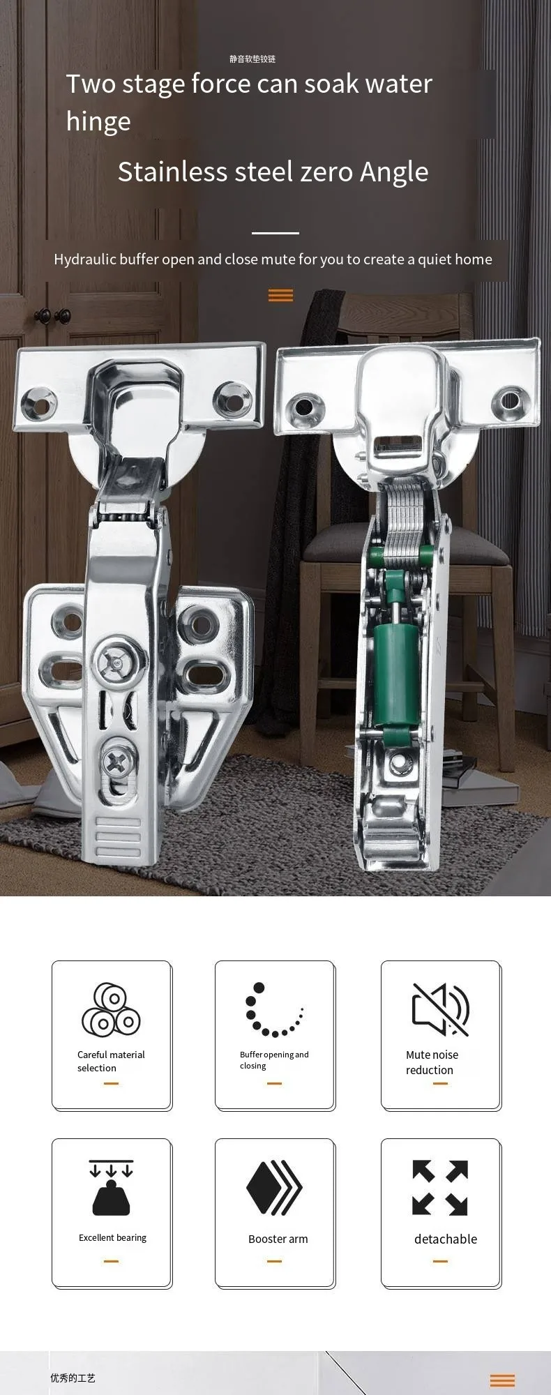 Furniture Closet Door Can Soak Water Two Section Force Hydraulic Hinge ...