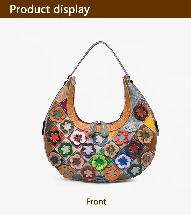 Leather Women's Bag Europe and the United States Hand Color Patchwork ...