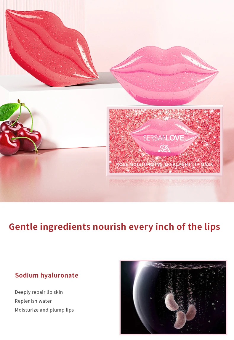 Sersanlove Lip Mask Rose Cherry Lipcare Products Beauty Hydrogel ...
