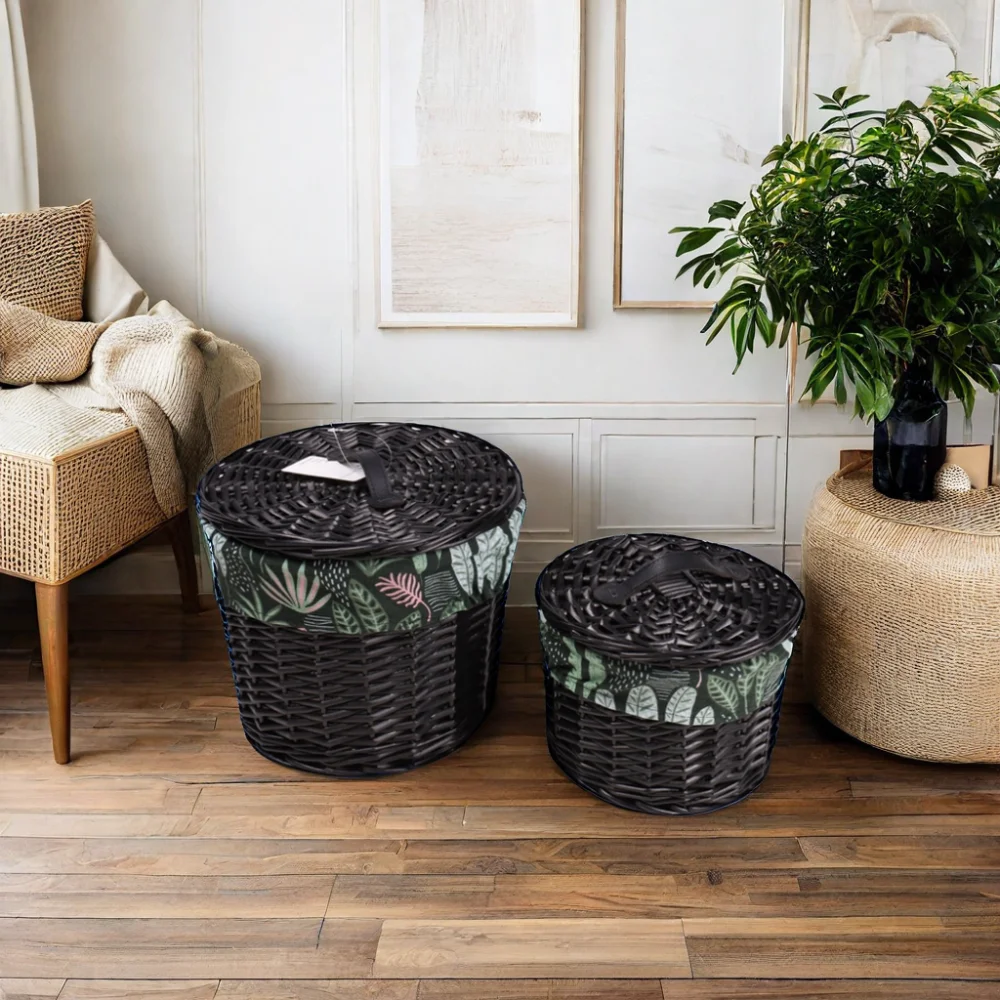 Empty Willow Rattan Hamper Baskets Wicker Trunk Storage Box With Lid ...