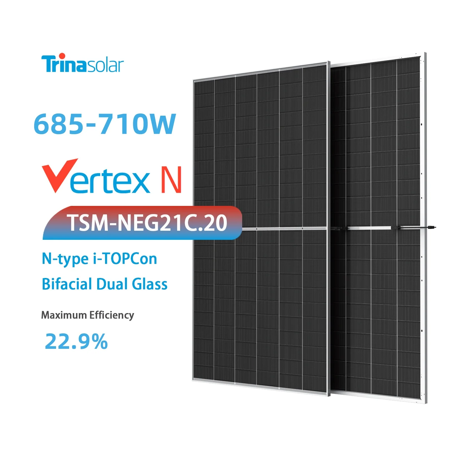 Trina Vertex N Type Solar Module TSM-NEG21C.20 695w 690w 685w 700w 710w Photovoltaic Bifacial ...