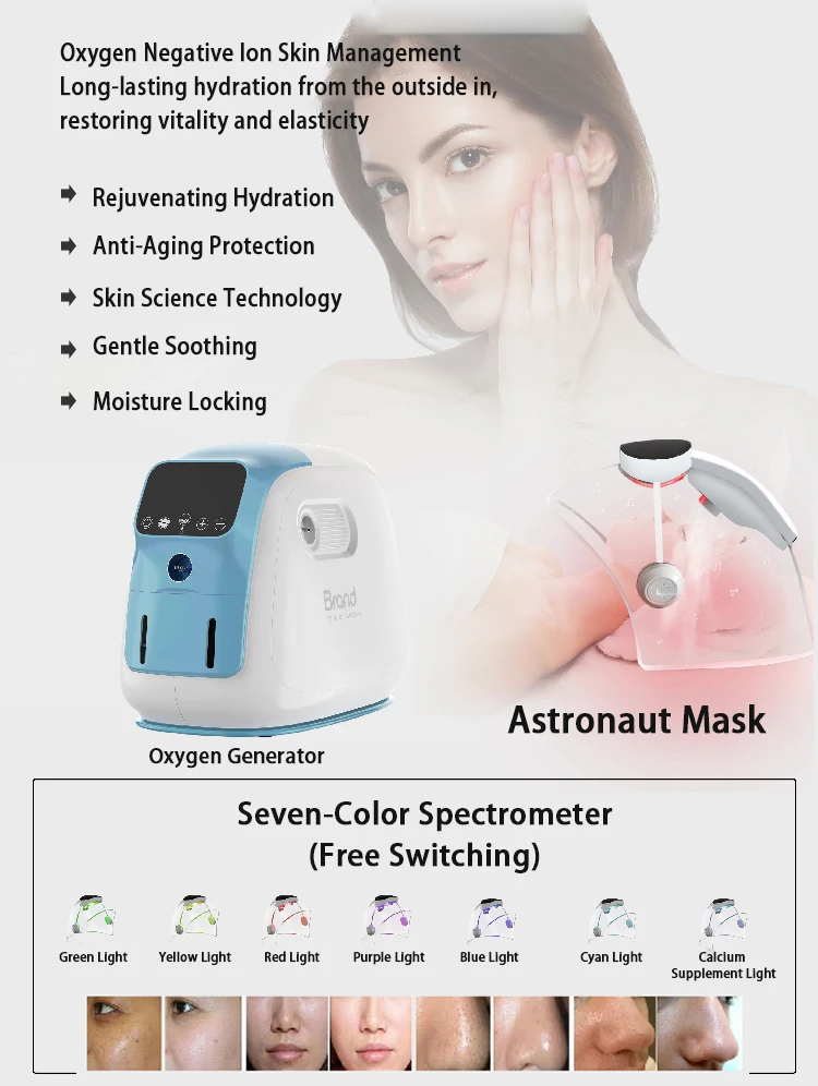 2026 Desktop Oxygen Jet Facial Machine with LED Light Therapy Spray Gun ...