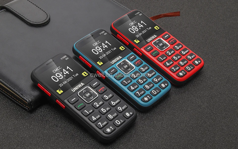 Uniwa V1000 Custom Big Button Big Battery 3g&4g Seniors Cell Mobile Phone Keypad Bar Feature ...