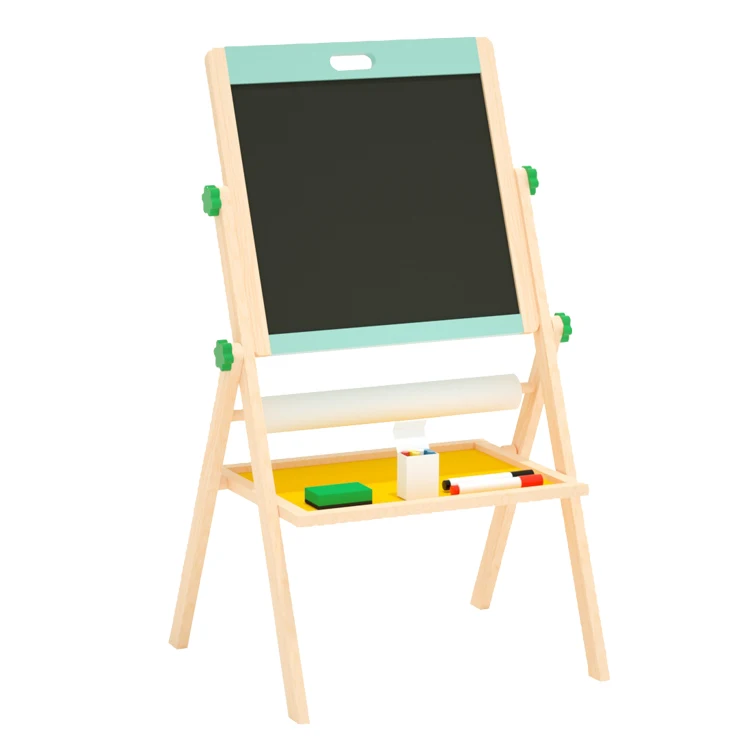Folding Blackboard & Whiteboard Foldable Children Wooden Stand Painting ...