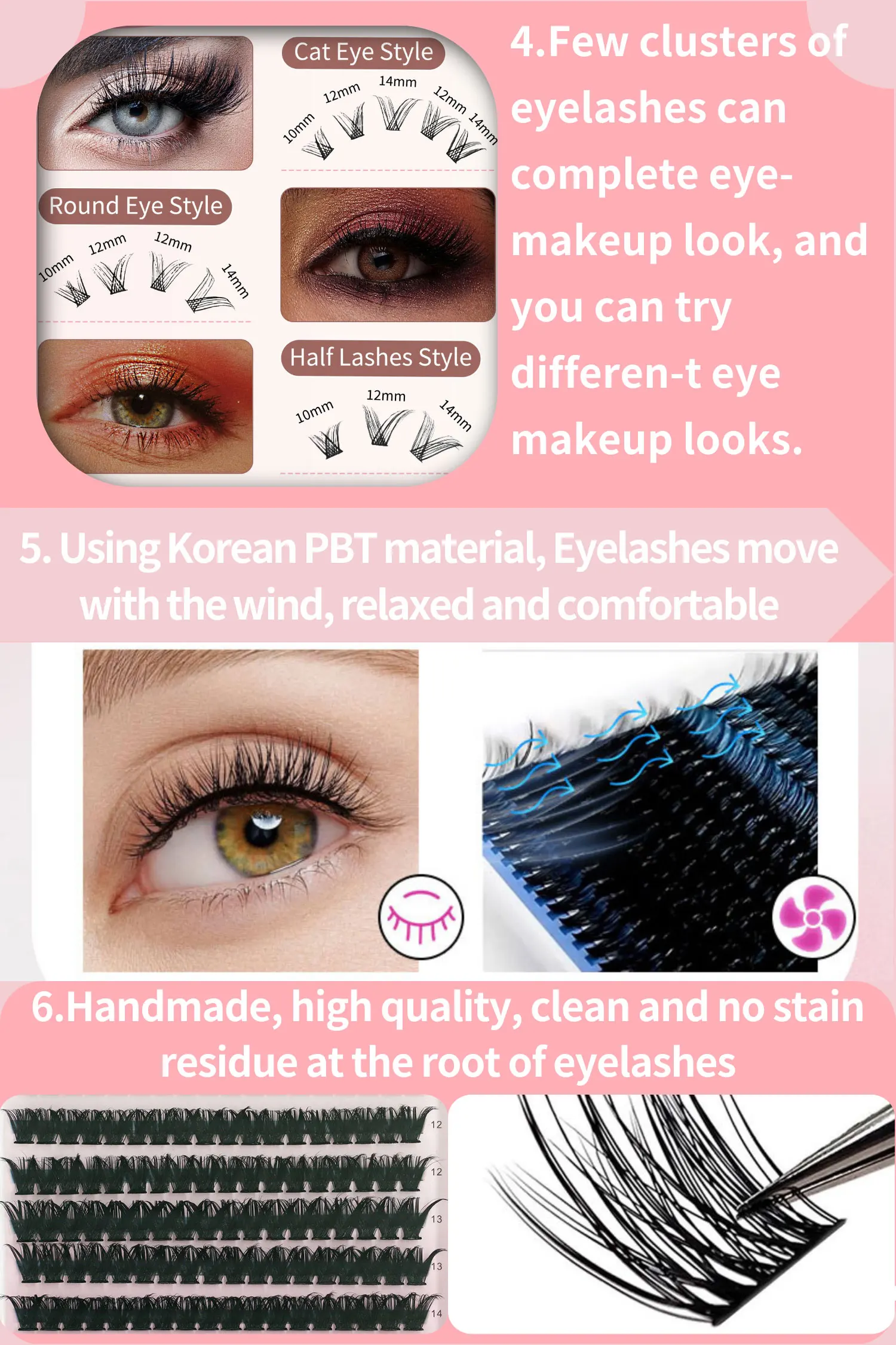 10d 20d 30d 40d Diy Individual Eyelash Extensions Private Label Cluster ...
