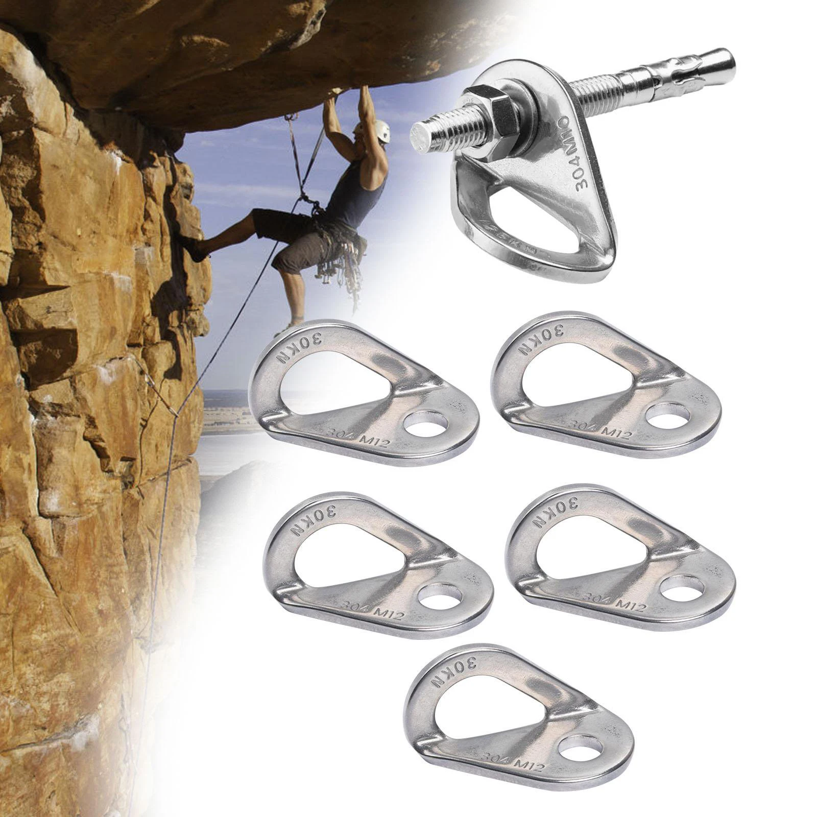 Stainless Rock Climbing Anchor Bolt Hanger M12 Hanger Plate 30Kn ...