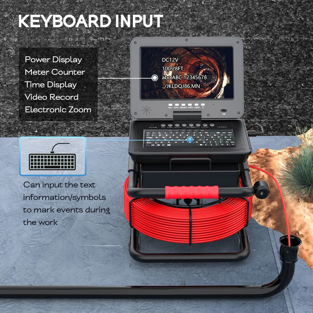 10" IPS Pipe Sewer Drain Inspection Camera Endoscope 50meter Meter ...