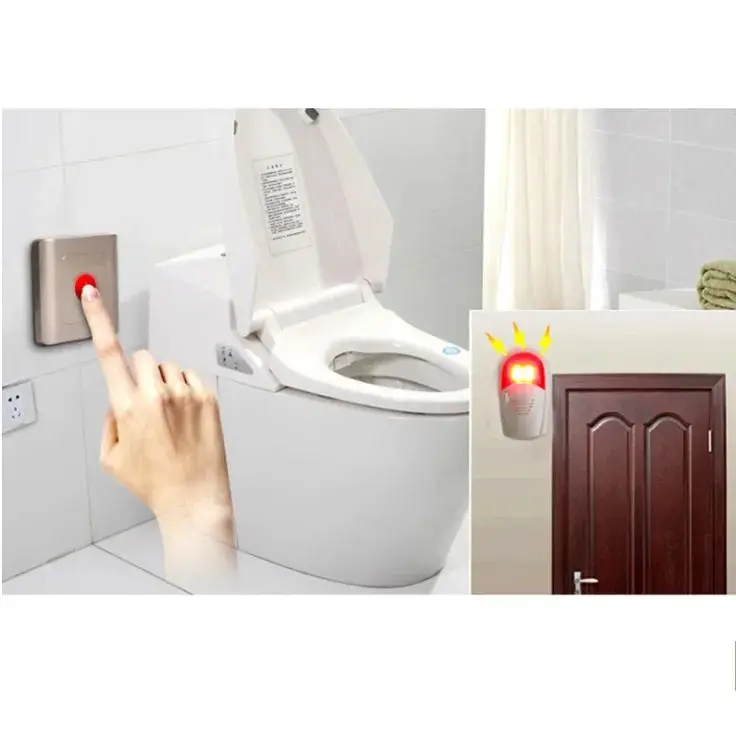 Wireless Emergency Button Alarm Disabled Toilet Call Button Barrier ...