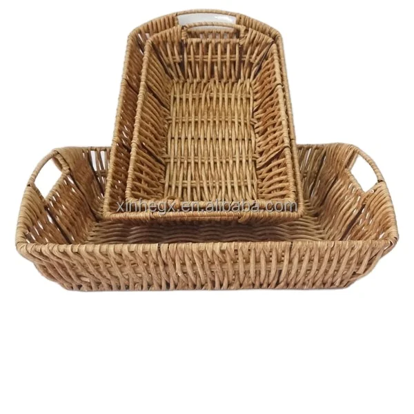XH Set of 3 Handwoven Decorative Organizer Durable Wicker Polyrattan ...