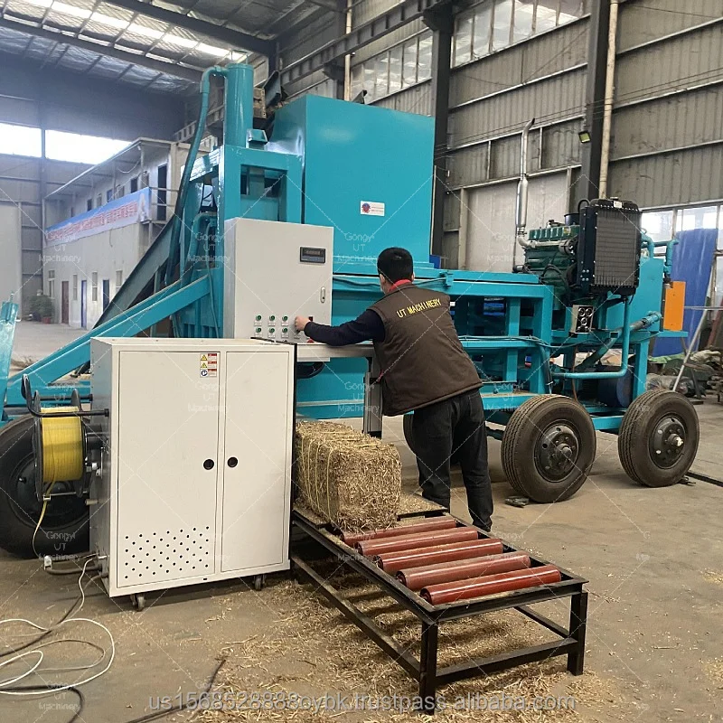 Hydraulic Automatic Baling Bagging Wheat Rice Straw Square Bales Silage ...