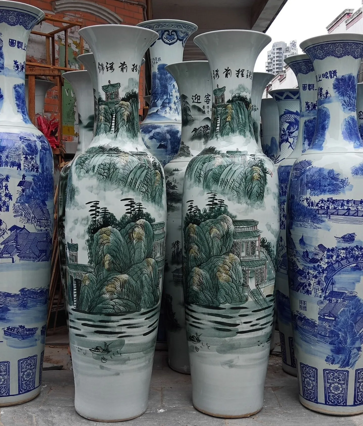 Jingdezhen Blue and White Ceramic Floor Vase - Unique & Eco-friendly