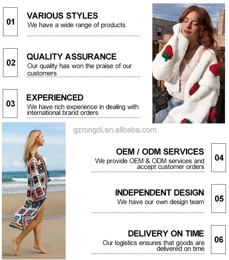 Custom Hand Knit Color Blocking Rainbow Coat Casual Long Sleeve Cardigan Sweaters Women Knit ...