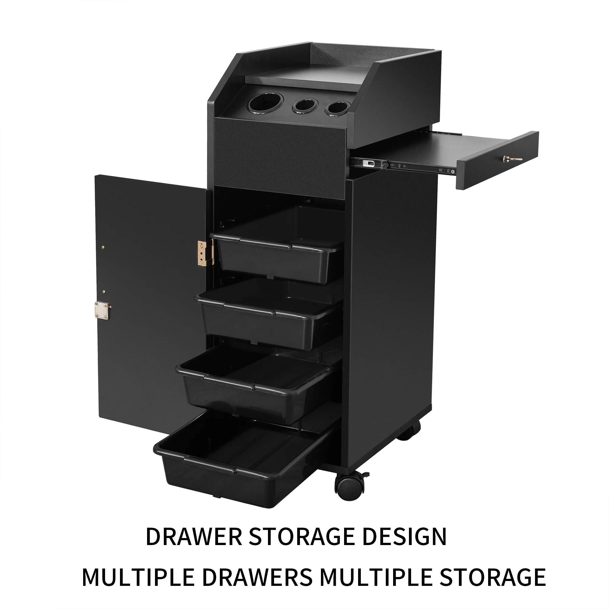 Wholesale Cheap Furniture Lockable Black Barber Trolley With Wheels ...