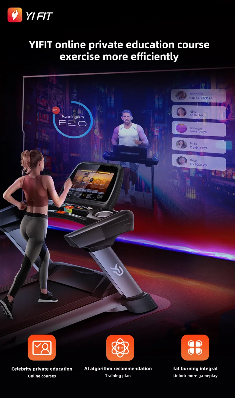 YPOO健身设备跑步机商用跑步机运动电动跑步机与YPOOFIT应用程序| Alibaba.com