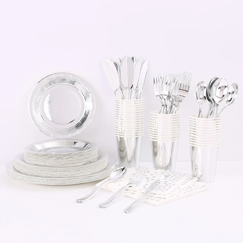 Disposable Tableware Set Paper Cups Plates Napkins Set Birthday Baby ...