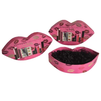 Custom Special Shape Red Lip Paper Packaging Box For Small Lipstick ...