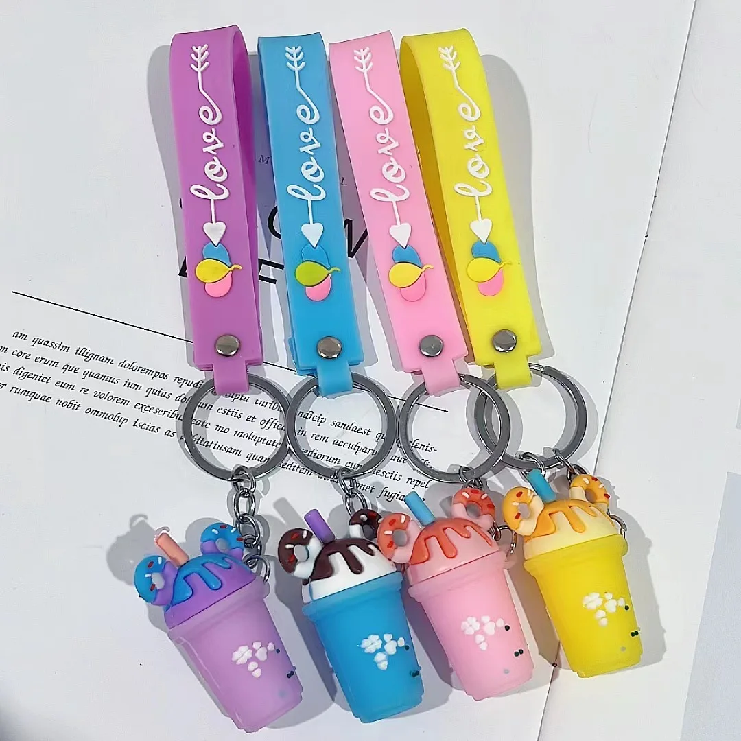 Wholesale Kids Girls Gifts Kawaii 3D PVC Ice Cream Food Milk Tea Key ...