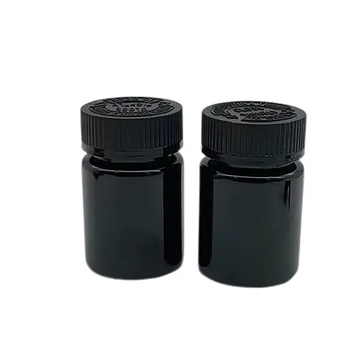 Stock 60ml Black Pharma Plastic Pill jar Wide Mouth PET Capsule Bottle ...