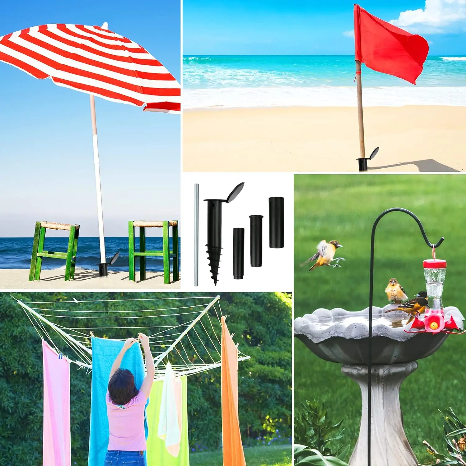 Washing Line Spike ,Plastic Screw Rotary Washing Line Parasol Ground ...