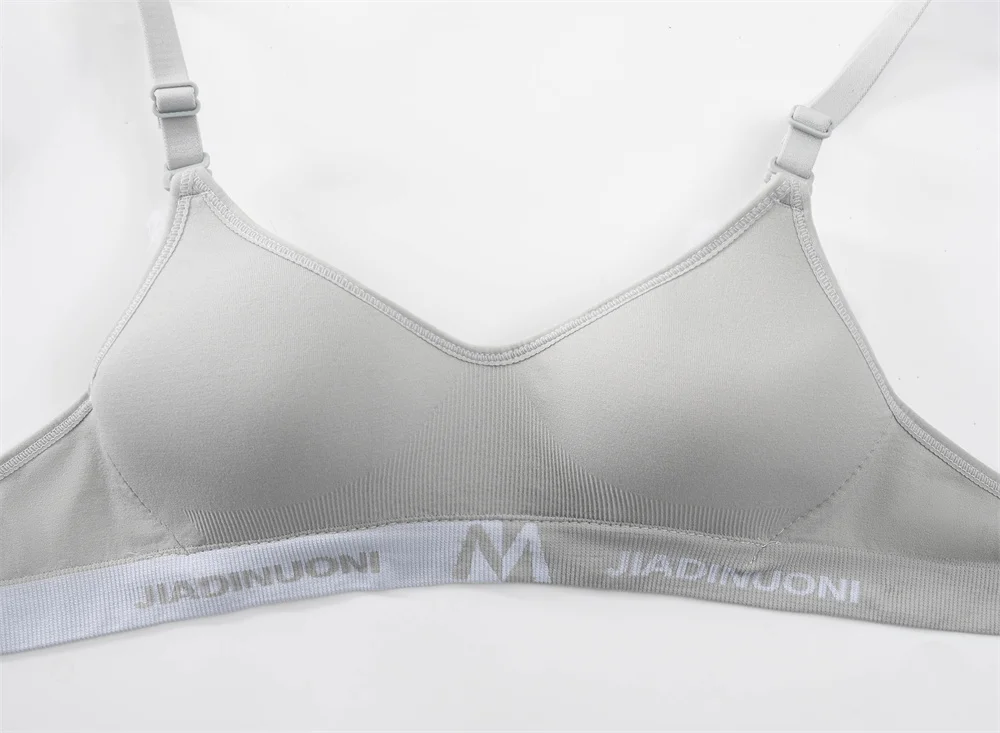 Solid Color Cotton School Underwear Girl Underwire Personality Letter ...