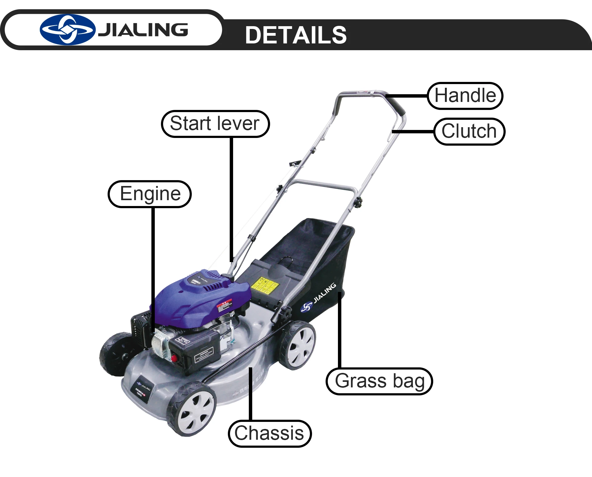 Jialing 4-stroke Lawn Mover 4kw Power 196cc Lawn Mover Petrol For ...