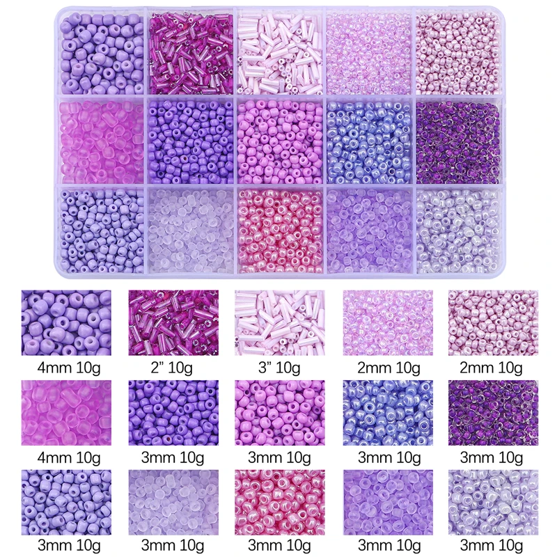 Wholesale 15 Colors Mix Seed Loose Bead Tube Beads Set with Box for DIY ...