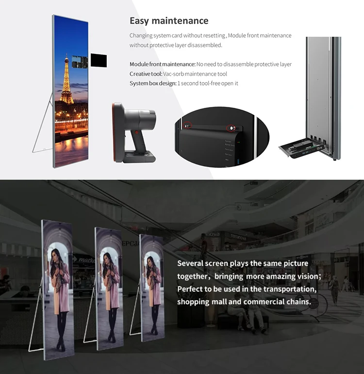 Indoor Video Led Display Poster Mirror Led Screen Wifi Control Poster ...