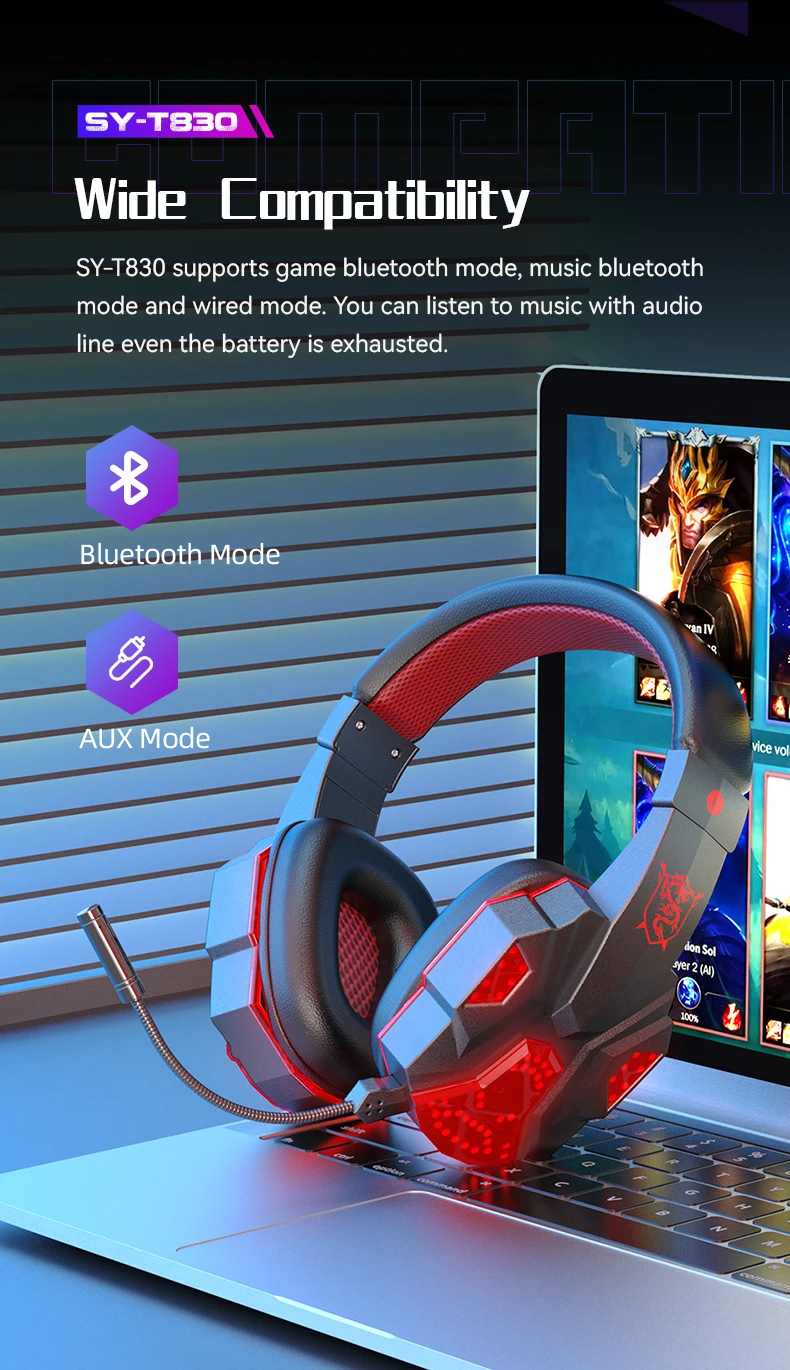 SY-T830 RGB Cat Ear Children Wireless Noise Cancelling Headset