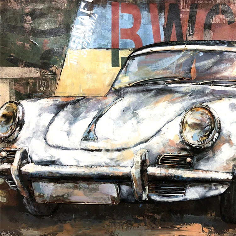 Metal Painting 3d Car Modern Home Wall Decorations Art For Living Room ...