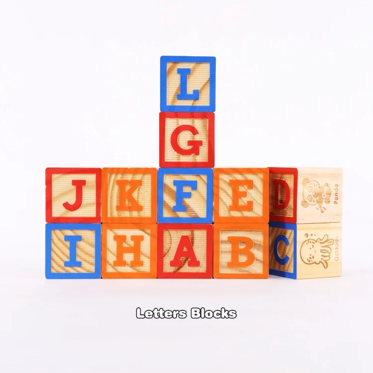 12-piece Set Abc Building Blocks Modern Educational Wooden Abc Cubes ...