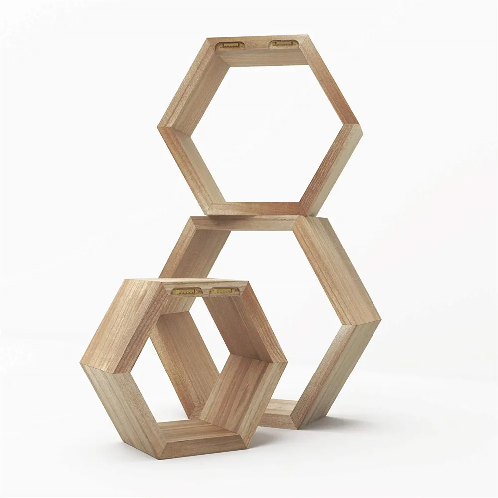Custom Honeycomb Wooden Wall Shelves - Floating & Detachable