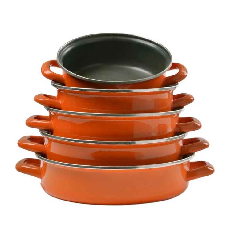 Round Buffet Pan Enamel Metal Steel Buffet Pan Food Warmer Pan Non ...