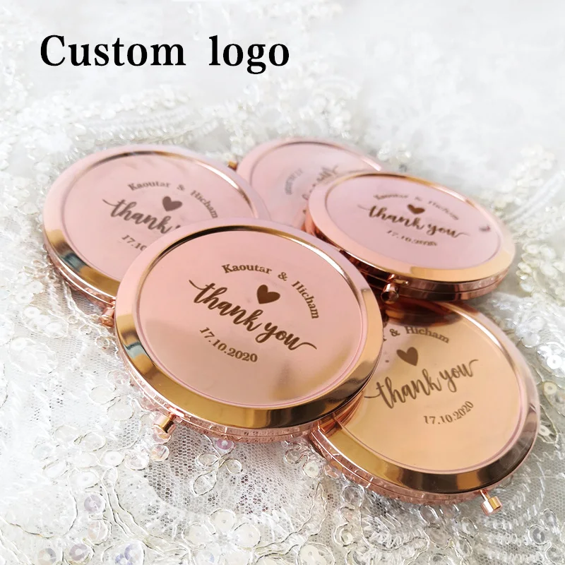 Women Purse Mirrors Custom Wedding Favor Gold Metal Compact Mirror ...