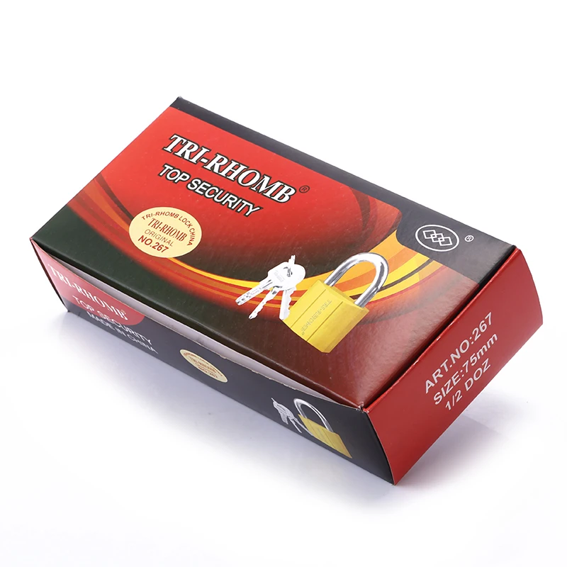 Tri-rhomb 32mm Iron Cylinder Hard Steel Lock Brass Painted Iron Padlock ...