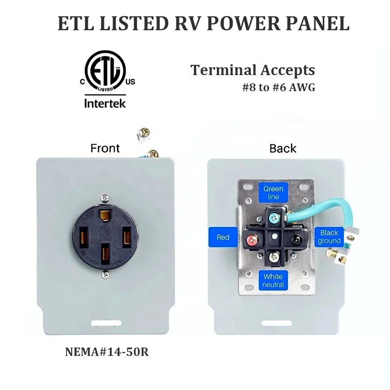 50A Nema 14-50R Outlet Box - Reliable RV Power Receptacle