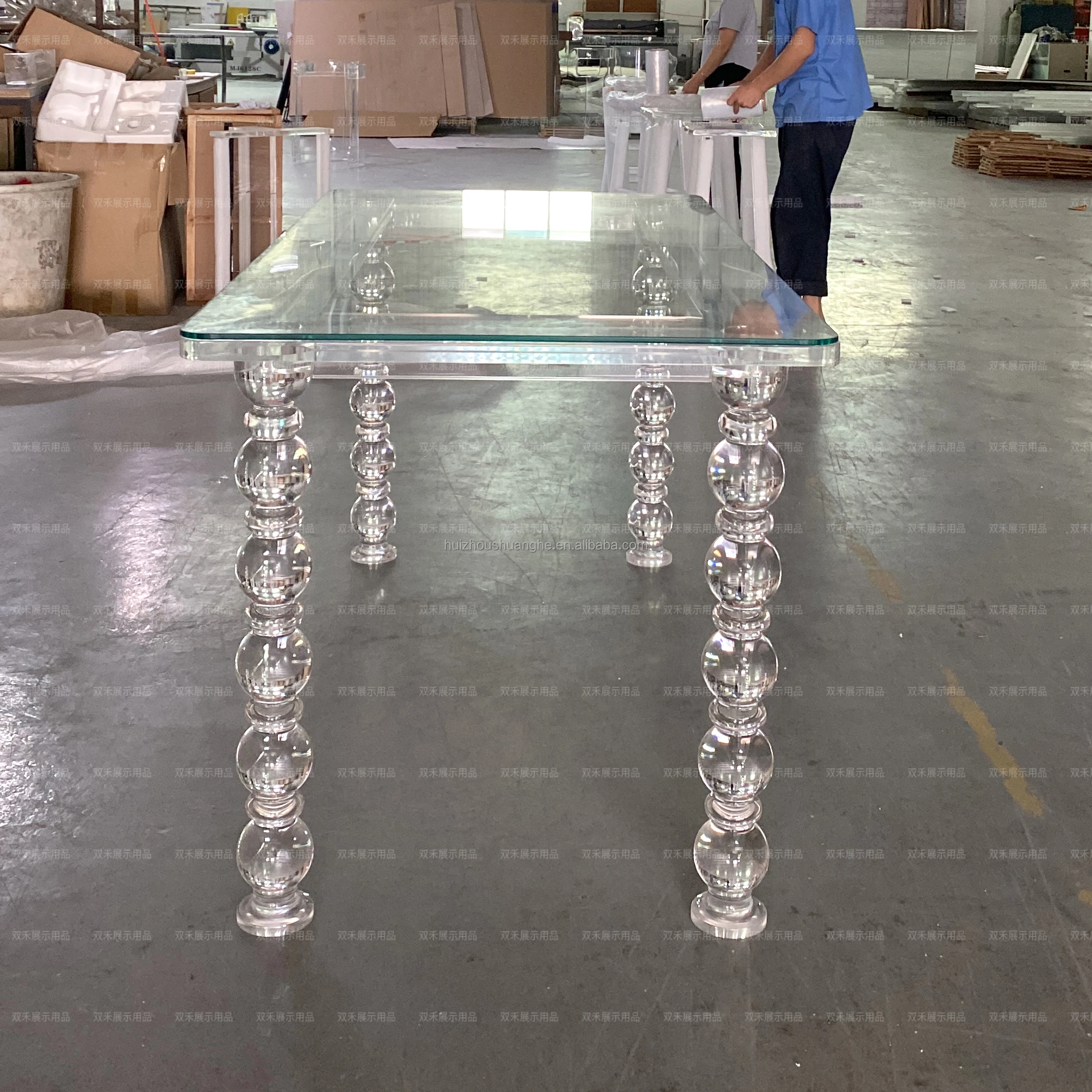 Luxury Hotel Acrylic Wedding Table - 4 Seater Glass Top