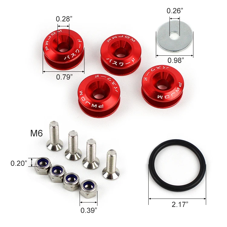 IJDMTOY AA2027-Red Fasteners Red JDM Quick Release Fastener Kit - For ...