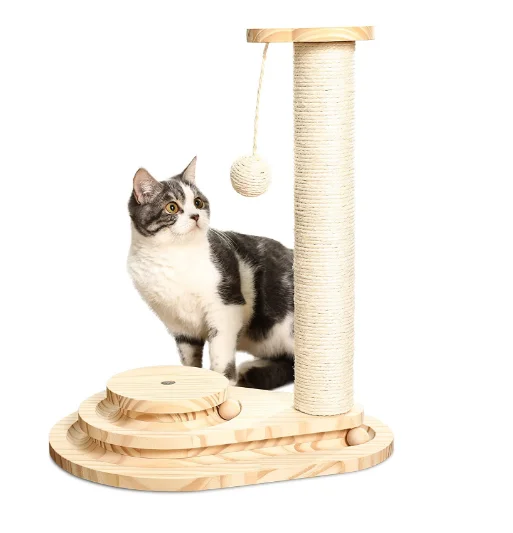 wholesale 3level cat scratching wood mat cat tease toy Solid pine Wood ...