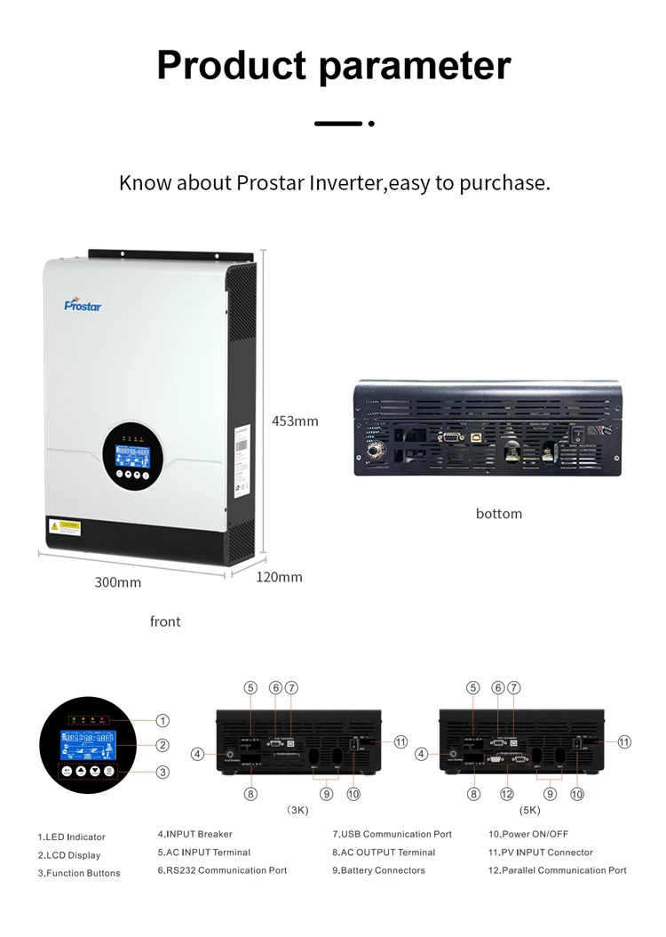 Prostar Hybrid Inverter Solar System - 3KW & 5KW Pure Sine Wave