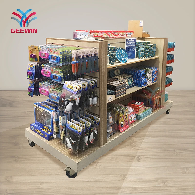 Wooden Gondola Shelf Mdf Slatwall Stand Clothing Store Display Rack ...