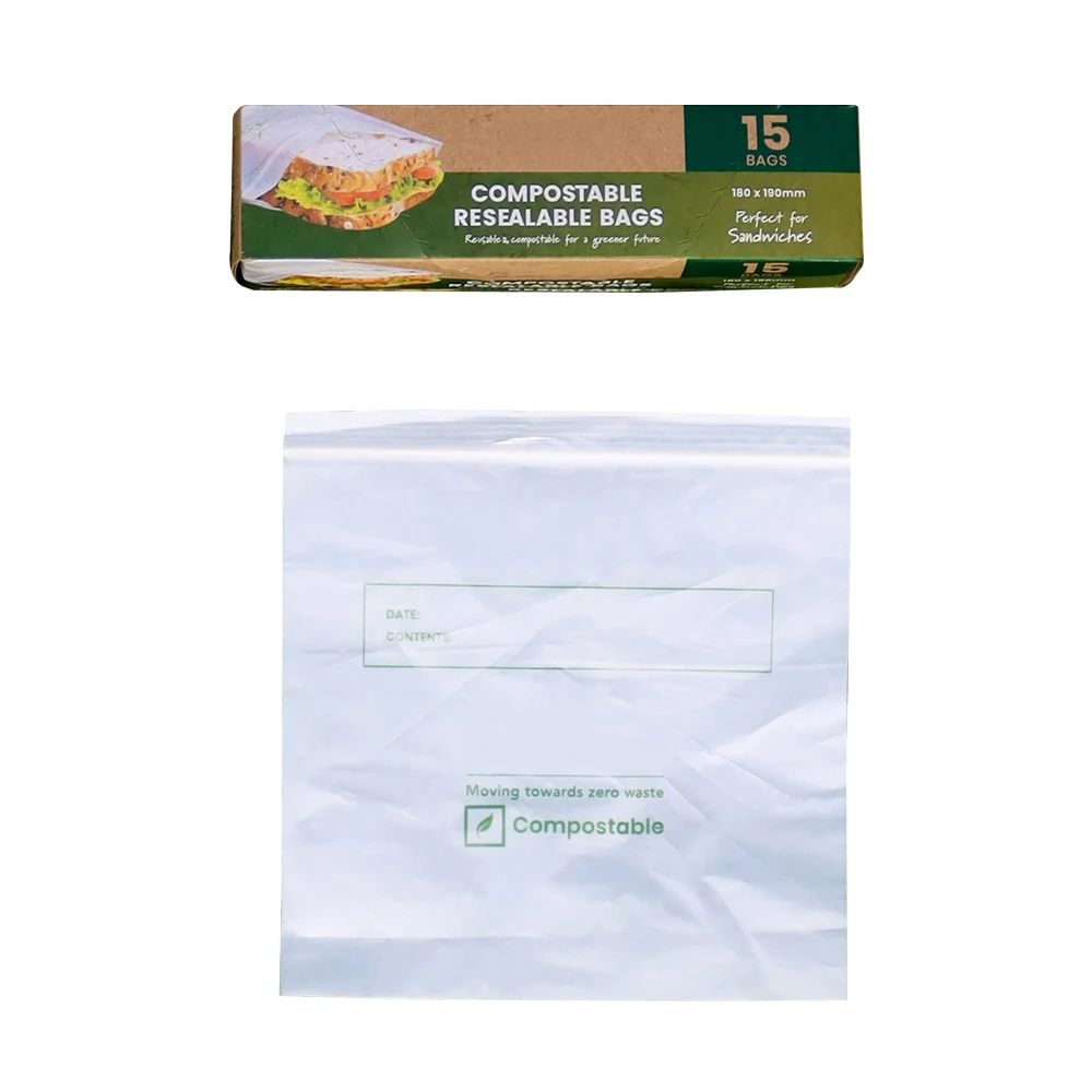 Home Compostable Resealable 100% Biodegradable Sustainable Cornstarch ...