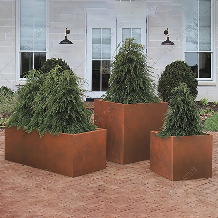Garden Metal Corten Steel Rusty Rectangular Design Planter Pot - Buy ...