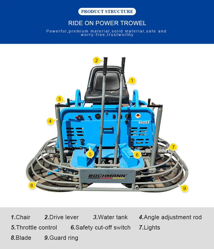 Heavy Type Power Trowel Engine Walk Behind Road Power Trowel Concrete ...