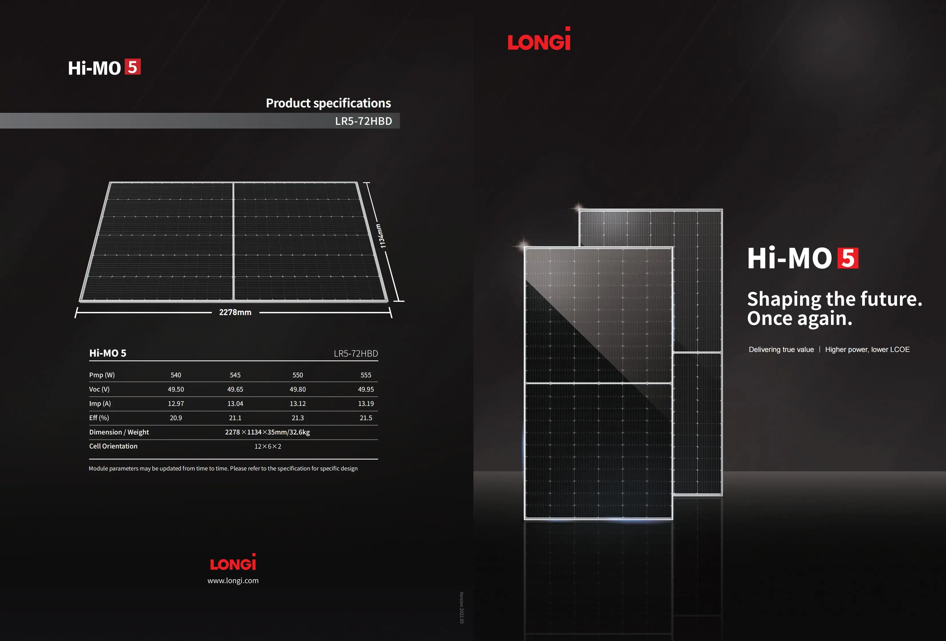 Longi Bifacial Solar Module Lr5-72hbd 535w 540w 545w 550w 555w Solar Panel Double Glass - Buy ...