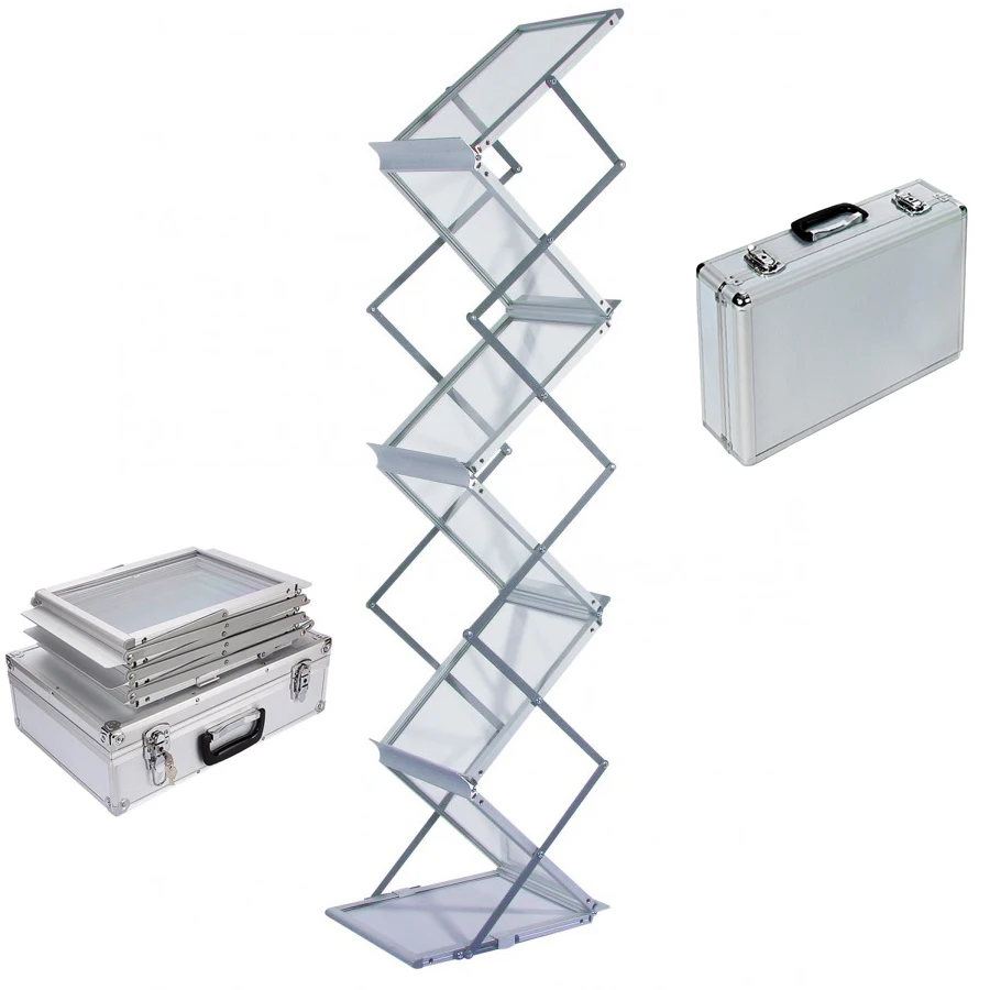 6 Layer A4 Portable brochure holder fold-up magazine rack display stand ...
