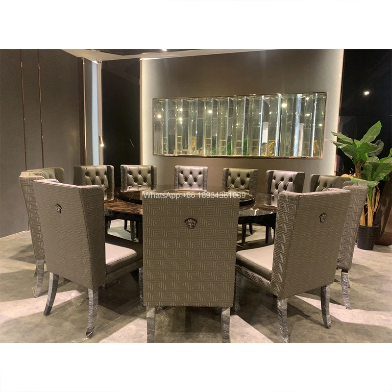 Luxury Italian Style Round Large Dining Table Set 12 Seater With ...